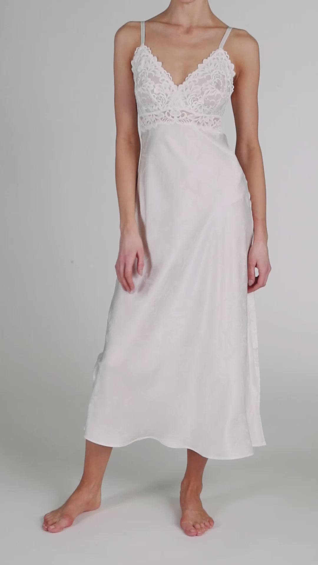 Barbara White Long Silk Gown | NK IMODE