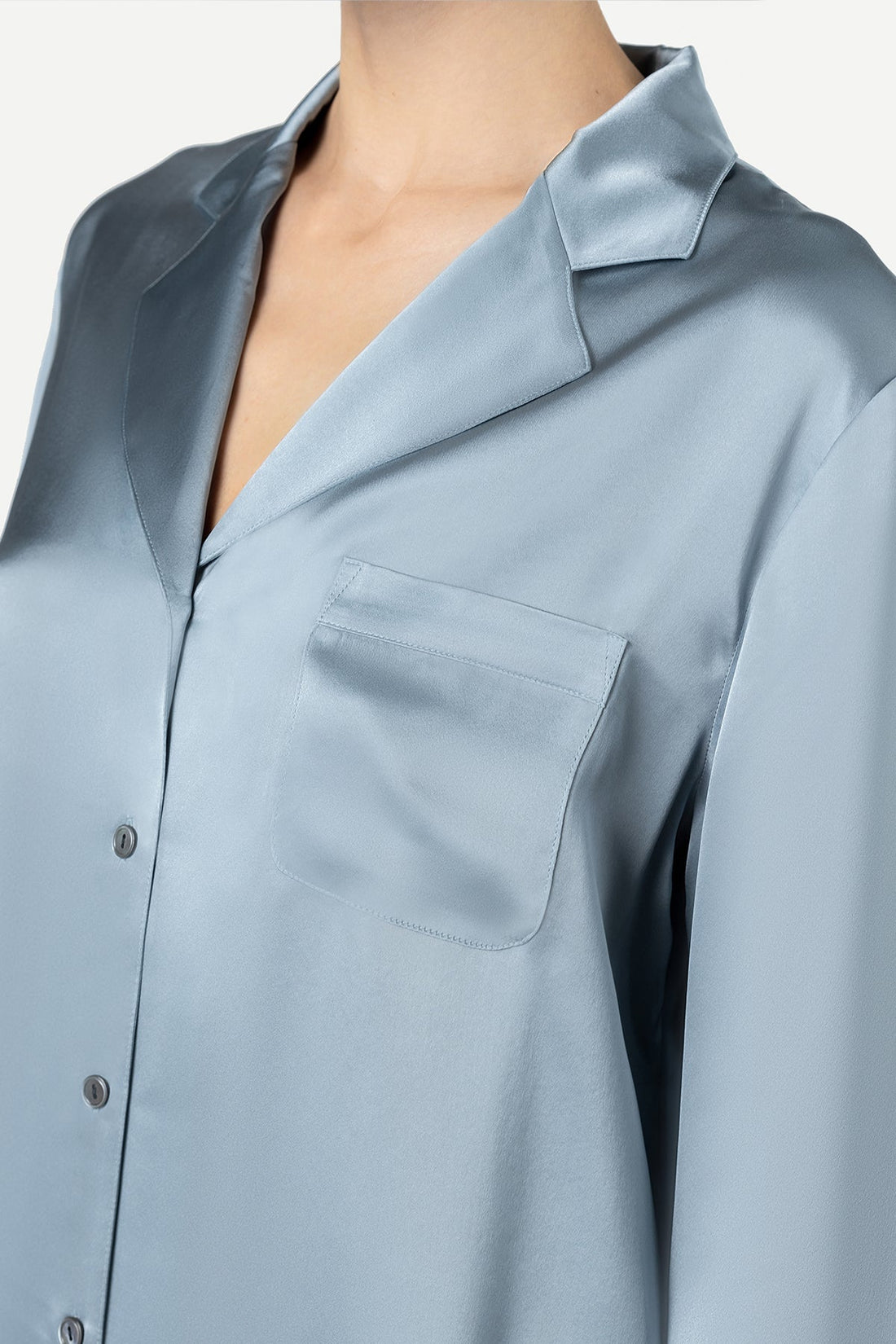 Alice Feminine Ice Blue Silk Lounge PJ Set | NK IMODE